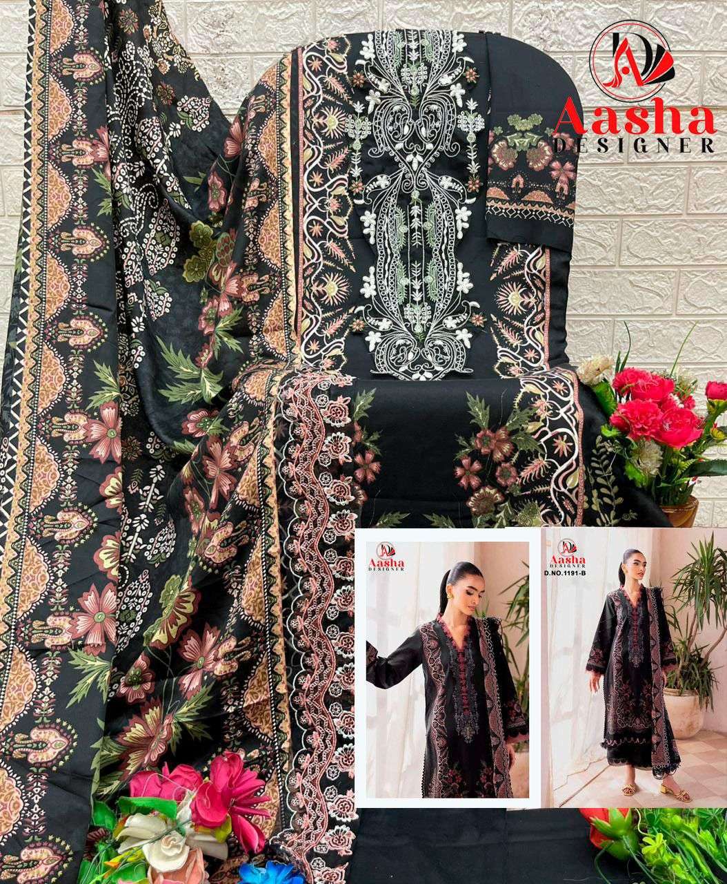 Aasha 1191 Cotton Printed Embroidery Dresses Catalogue Wholesale Price ...