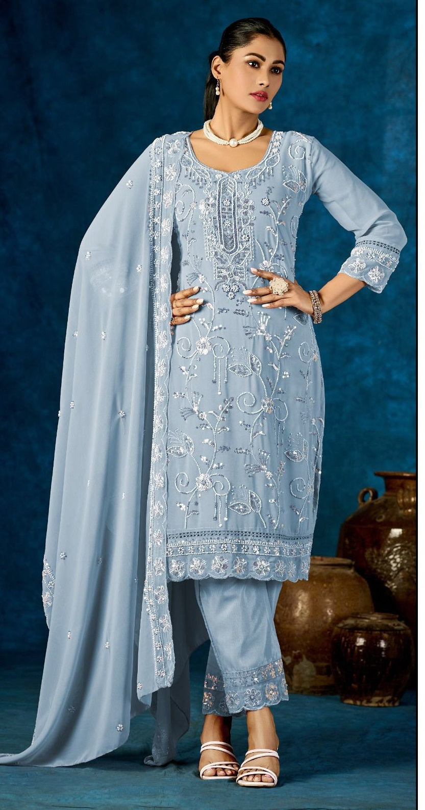 Bilqis B 223 A To D Faux Georgette Embroidered Pakistani Salwar Kameez ...