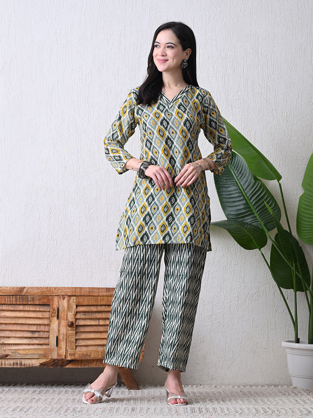Amrah Wholesale Hr C 114 Poly Linen Printed Co Ord Set Wholesale