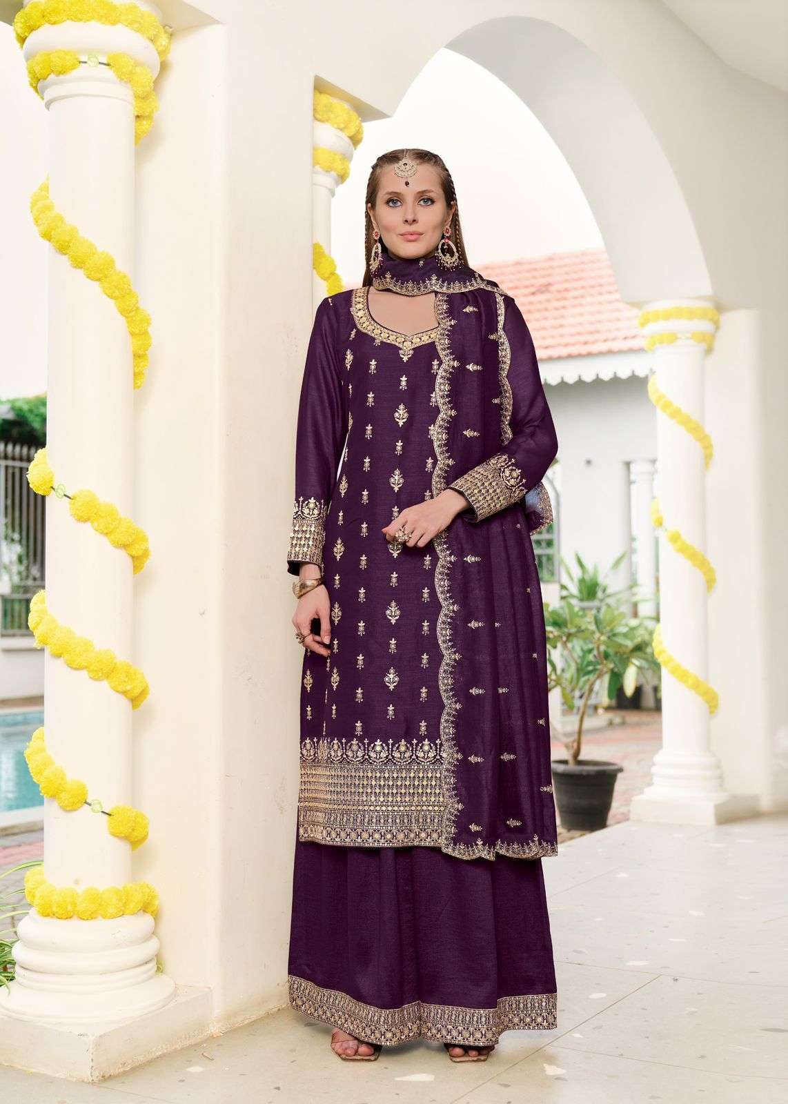 Sanika Fashion Sangeet Pure Vichitra Silk Embroidery Dresses Wholesale ...